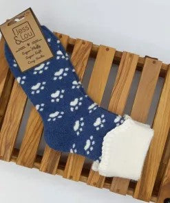 Cosy Socks - Blue Paw Print | Emporium Gift Shop